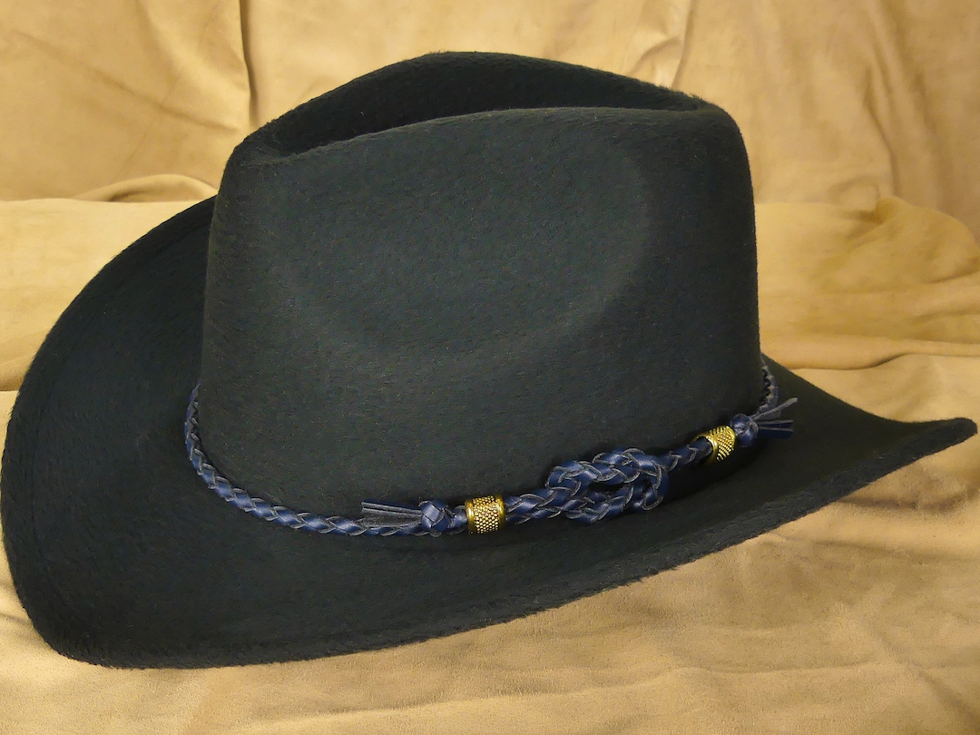 Dark Blue Braided Leather Hat Band – Western & Cowboy Hat Accessory ...