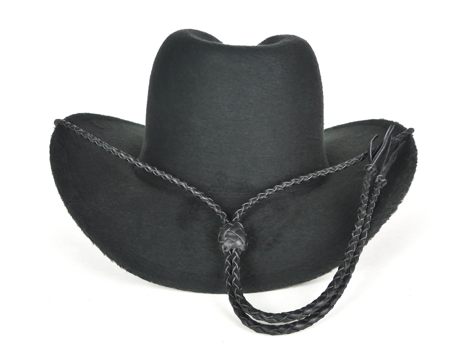Black Leather Stampede Strings Cowboy Hat Chin Strap Custom - Etsy