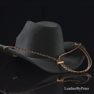 Hand-braided Leather Stampede String: Black & Brown Cowboy Hat Strap - Etsy