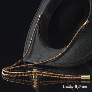 Hand-braided Leather Stampede String: Black & Brown Cowboy Hat Strap - Etsy