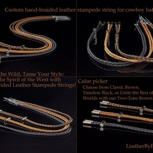Black Hand-braided Leather Stampede String With Metal Hardware, Hat ...