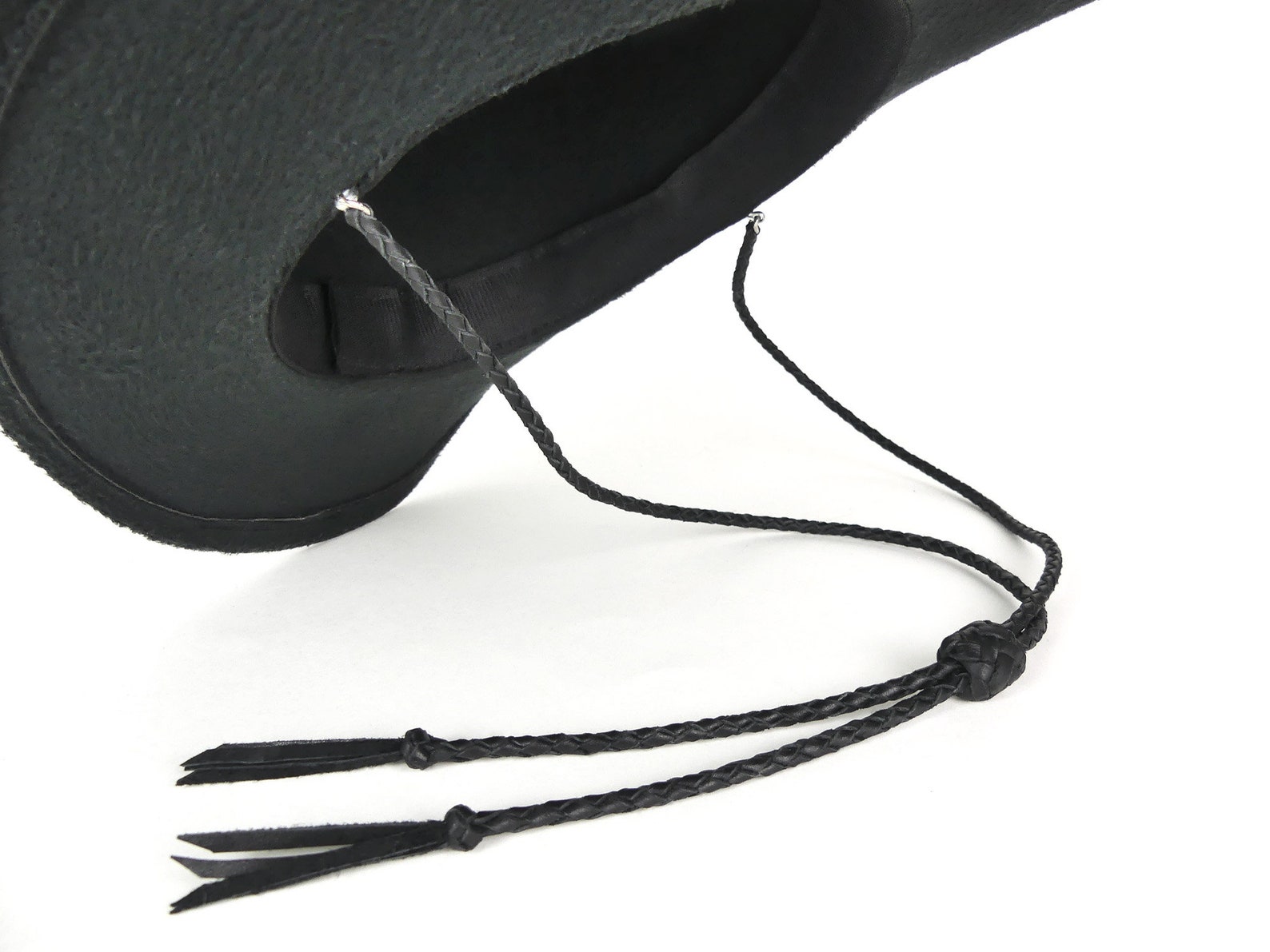 Black Leather Stampede Strings Cowboy Hat Chin Strap Custom - Etsy