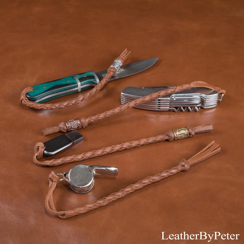Handmade Braided Leather Knife Lanyard With Cowhide - Etsy