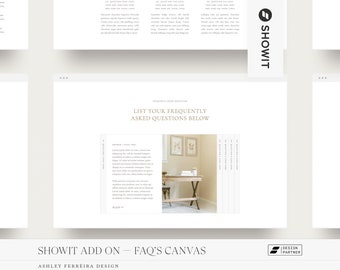 FAQ Showit Template, Premium Showit Website Template, FAQ Add-on Canvas ...