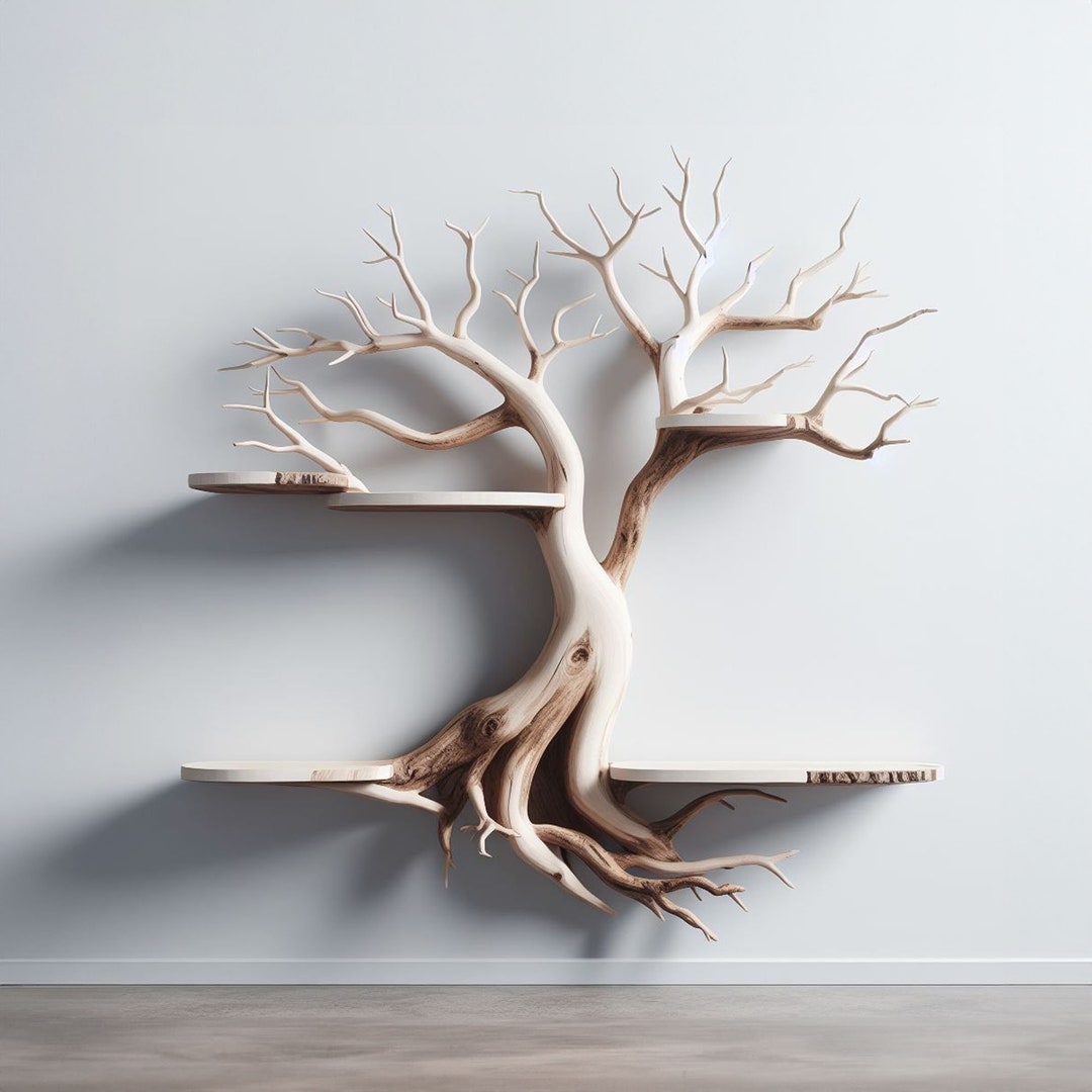 Tree Branch Floating Corner Shelf Solid Wood Vintage Mini Bookcase ...