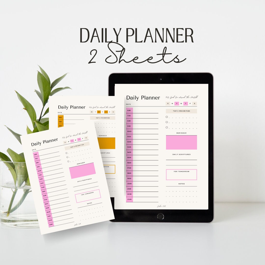 John 3:16 2 Printable Daily Planner Sheets, Daily Organizer, Daily to ...