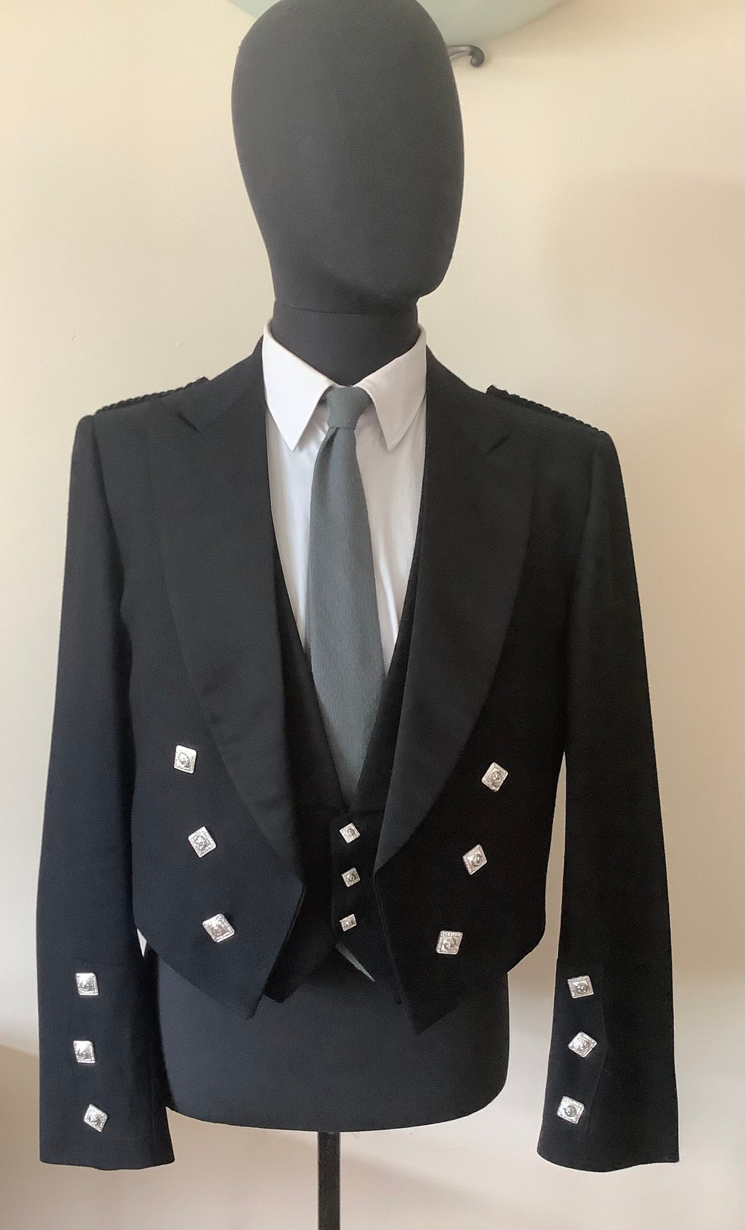 Vintage Scottish Kilt Jacket and Vest , Prince Charlie Style, Chest 44 ...