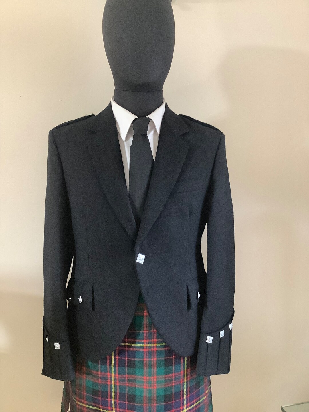 Vintage Mens Scottish Kilt Jacket Black Wool Argyll Style - Etsy