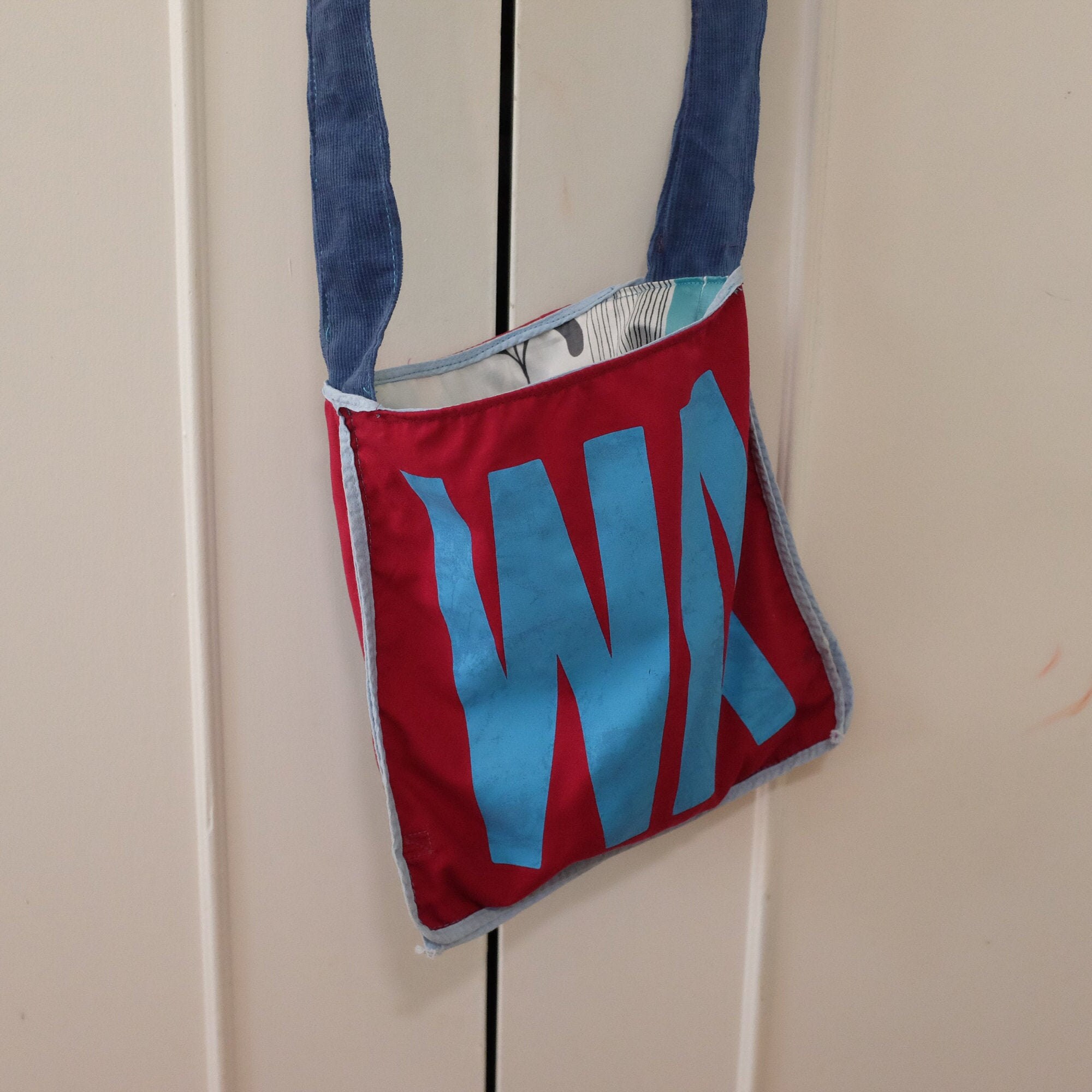 Netball Bib Bag With Should Strap Dark Red and Blue Gift for Netball ...