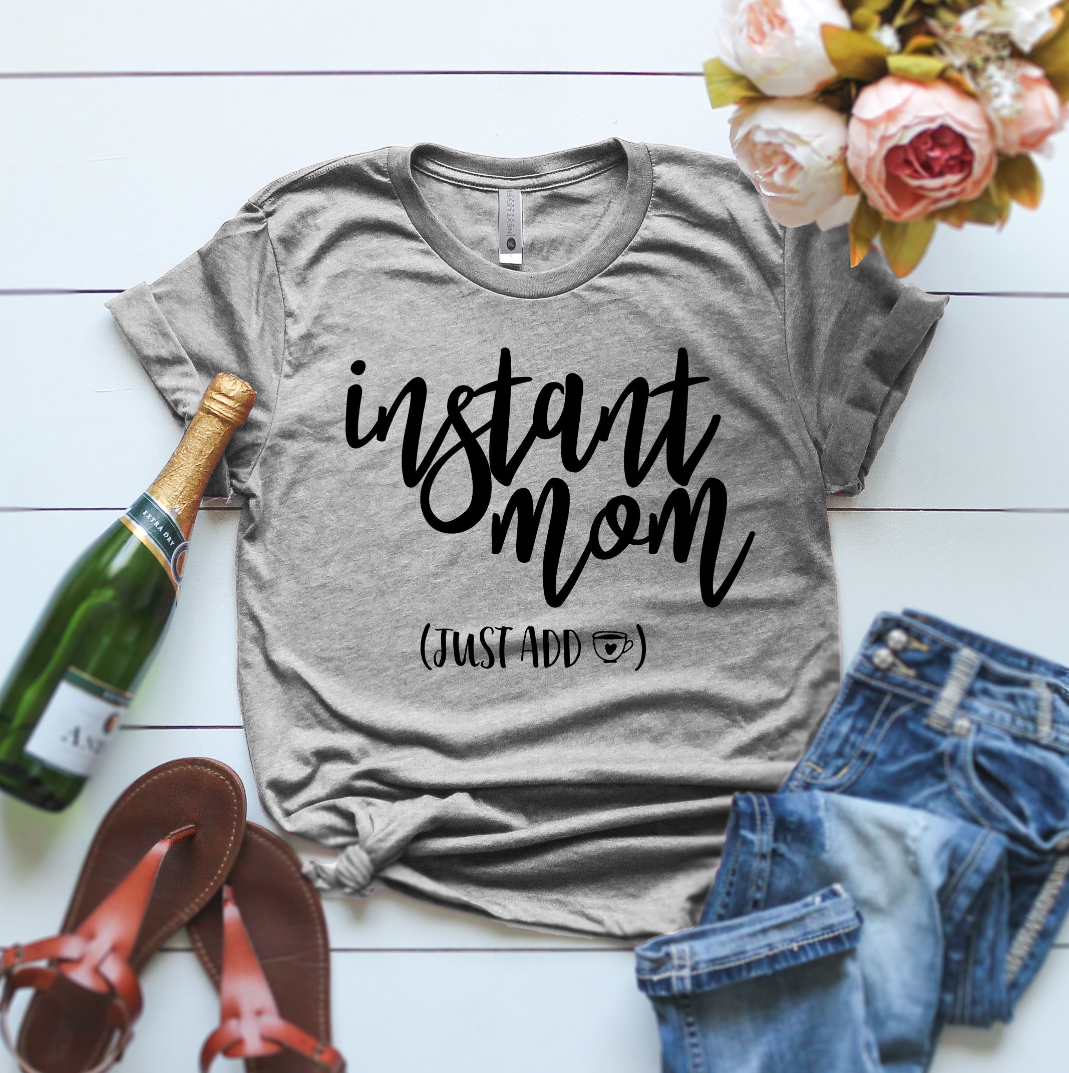 Instant mom just add coffee shirt Funny Mom Shirts Coffee | Etsy