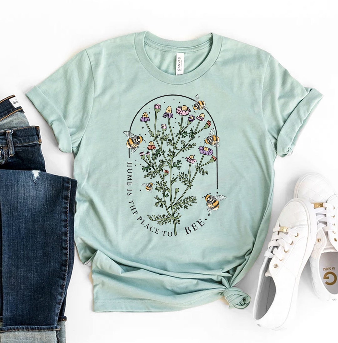 Home is the Place to Bee T-shirt, Bee Home Shirt, Bee Botanical Gift ...