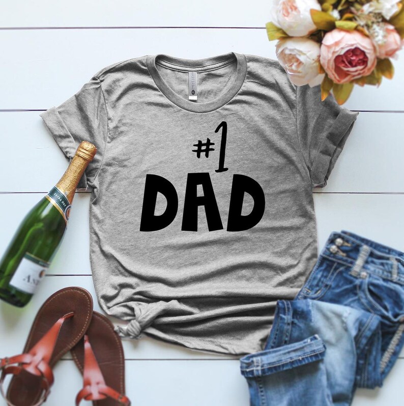 Number 1 Dad Father's Day Shirt Fathers Day Dad number one | Etsy