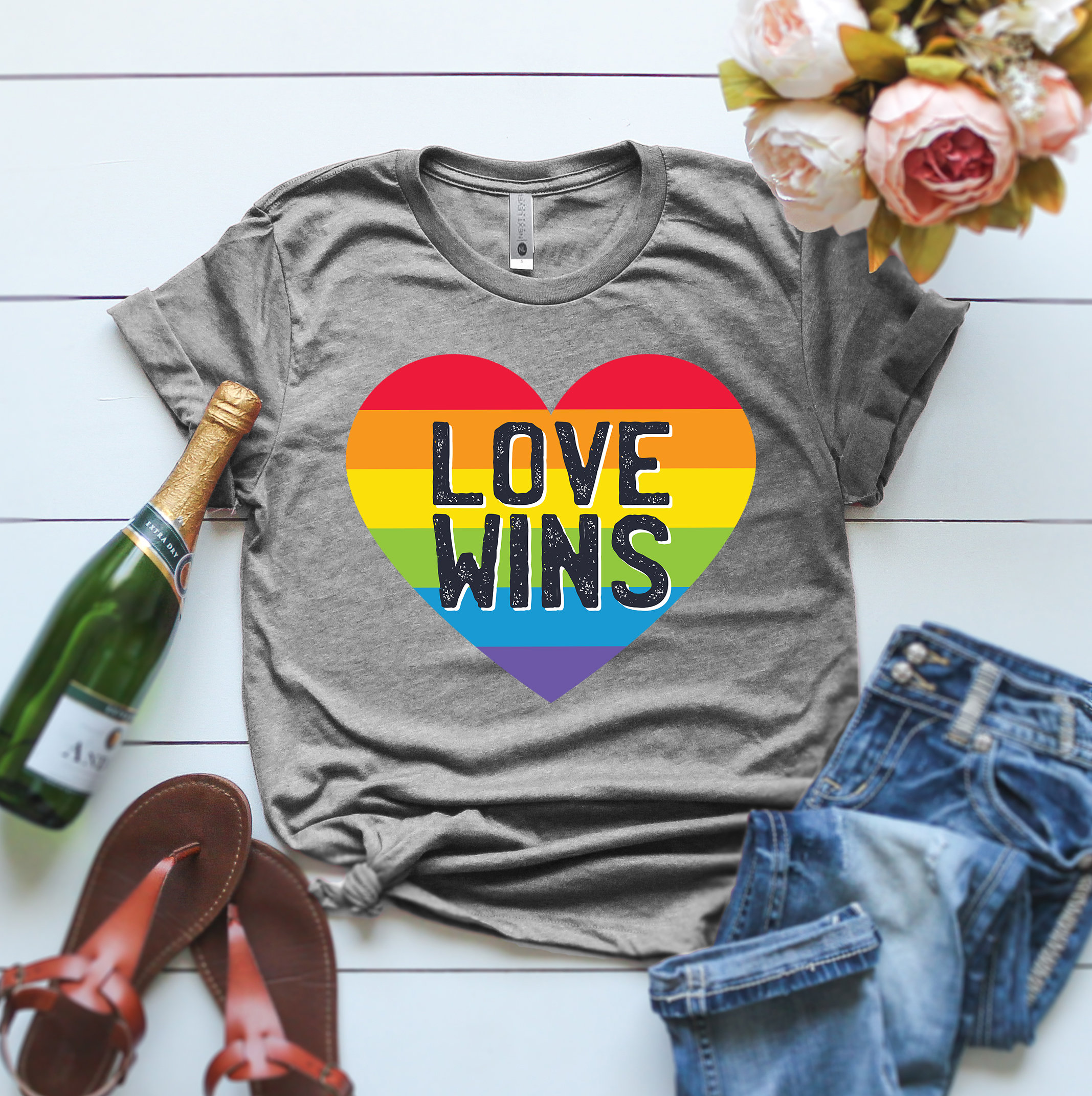 Love Wins Rainbow T Shirt Love Wins Shirt Cotton T Shirt Etsy