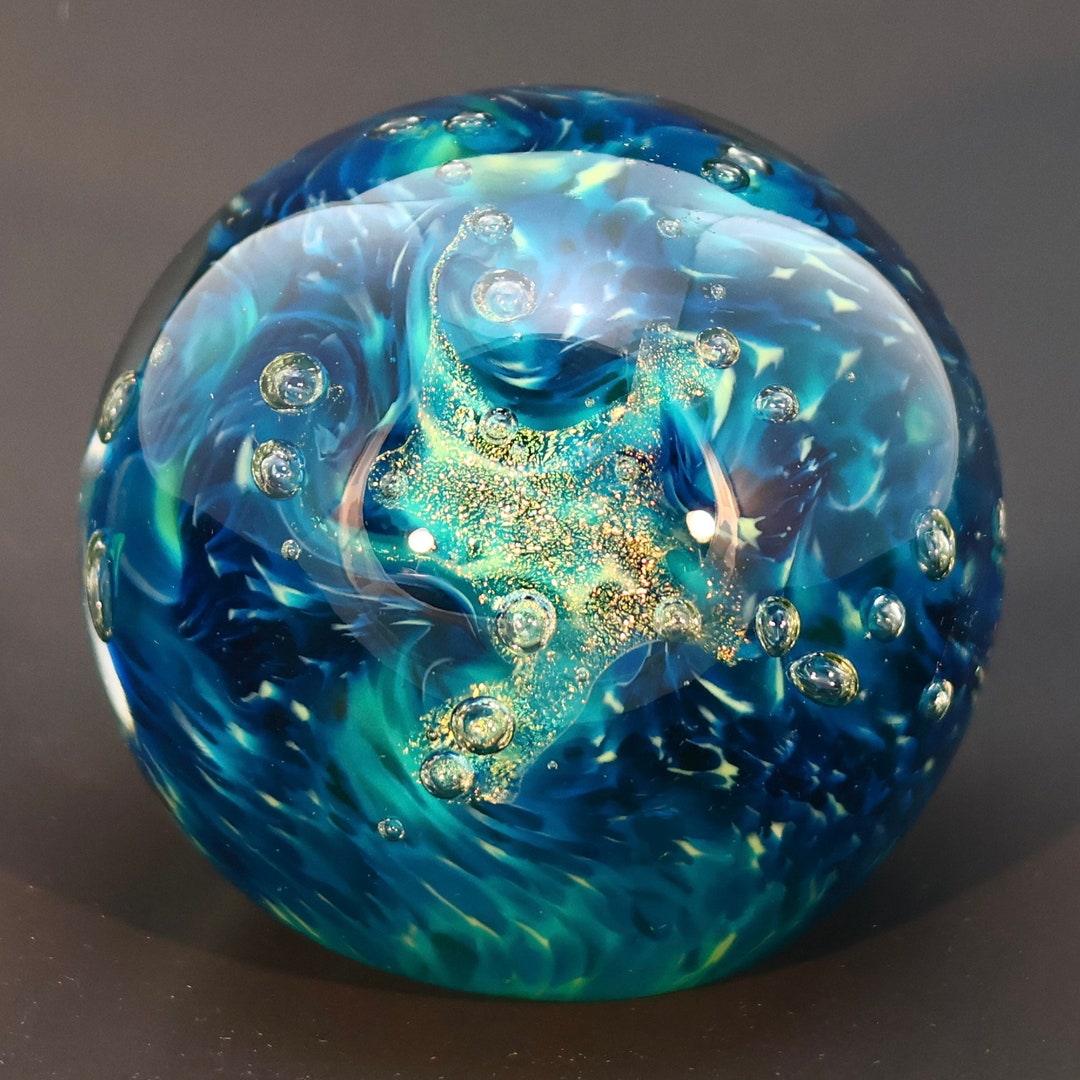 Ocean Tides-rd / Handblown Glass Paperweights - Etsy