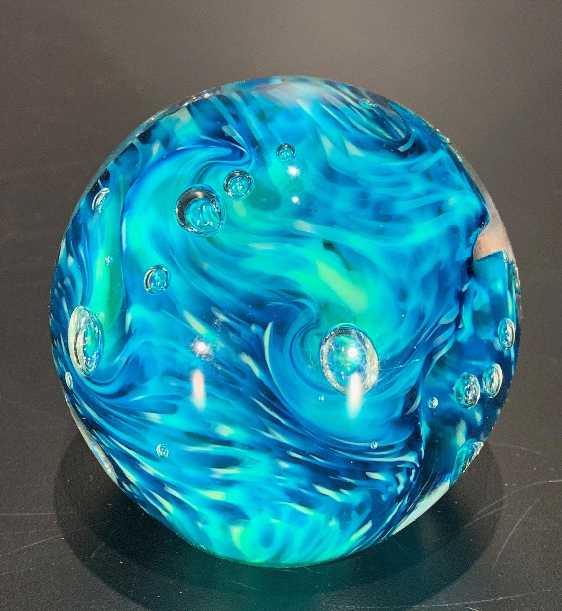 Ocean Tides-rd / Handblown Glass Paperweights - Etsy
