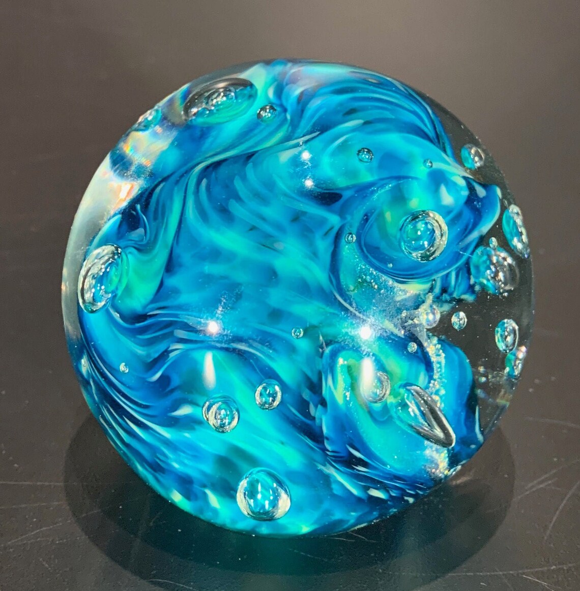 Ocean Tides-rd / Handblown Glass Paperweights - Etsy