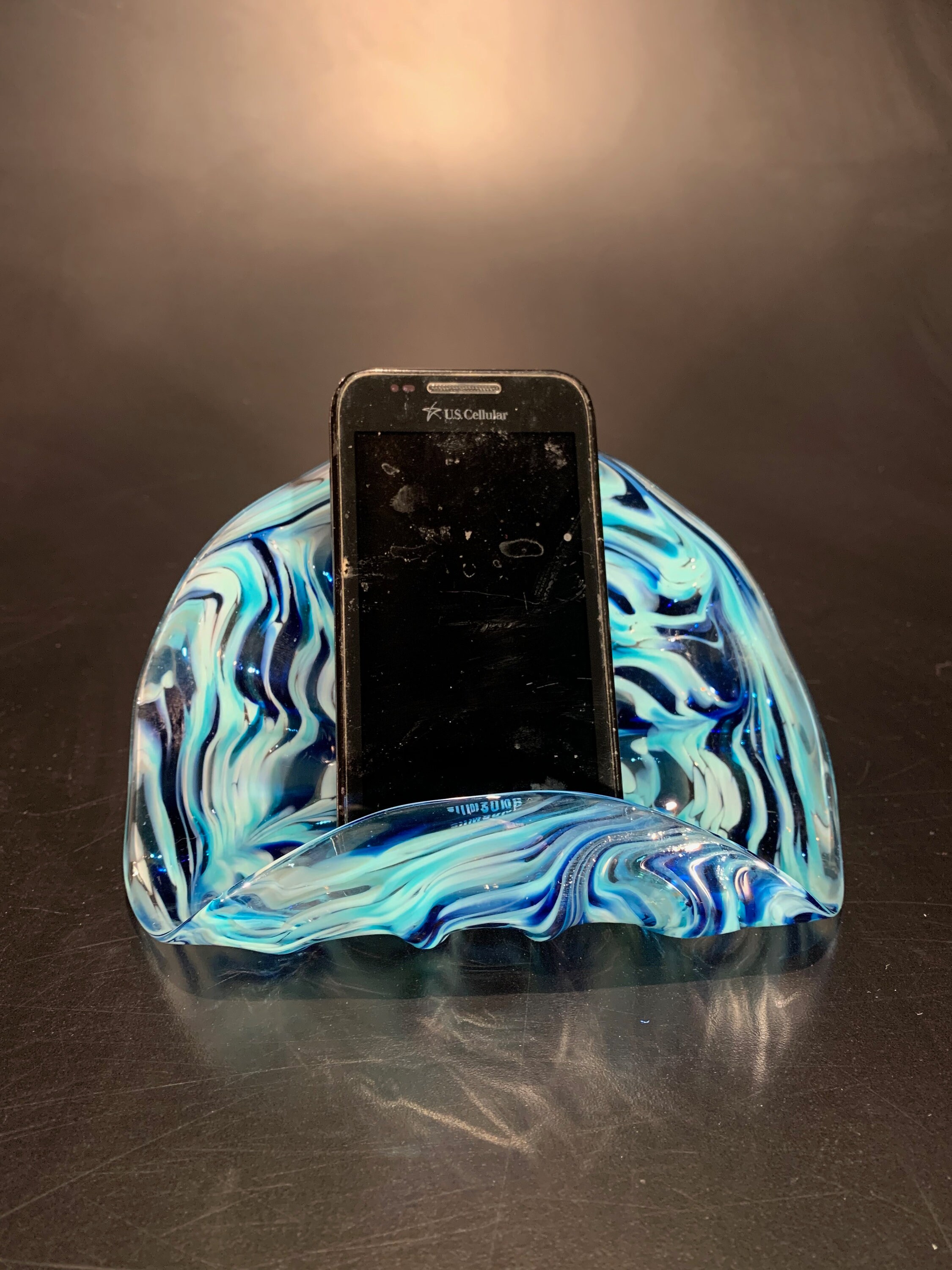Handblown glass cell phone stand/multi-use for tablets | Etsy