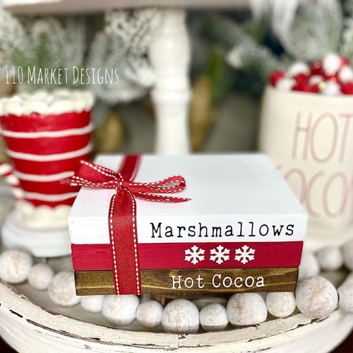 Hot Cocoa Wood Book Stack Hot Cocoa Bar Christmas Decor - Etsy