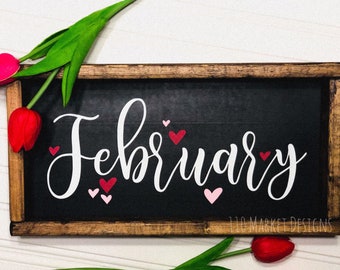 Wooden February Sign - Etsy
