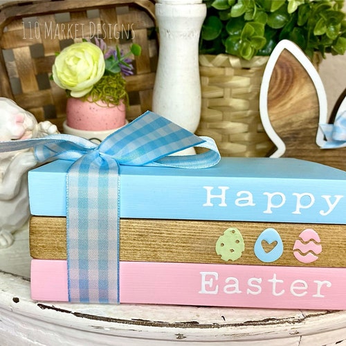 Book Stack-book Bundle-wooden Books-easter-easter | Etsy