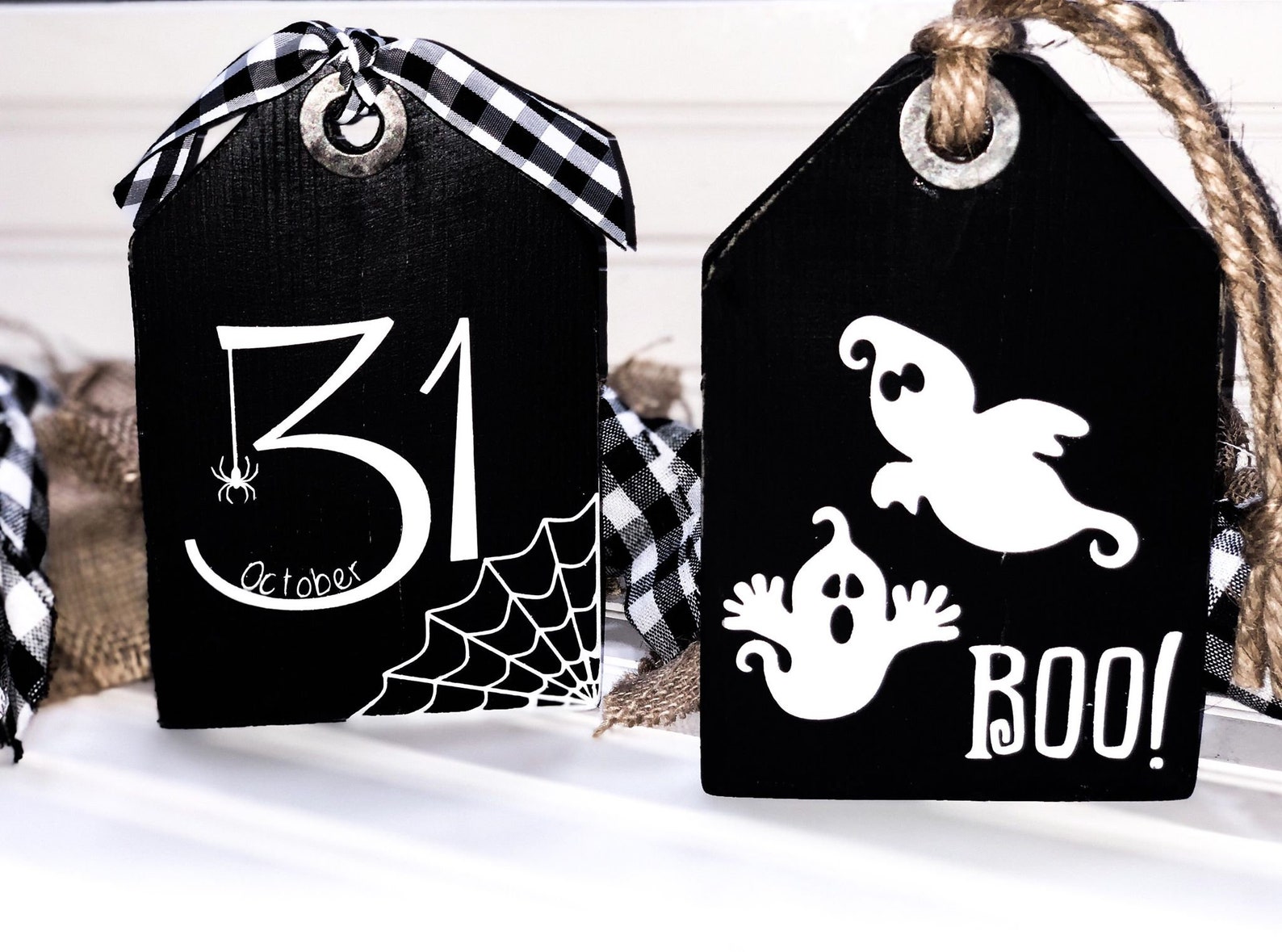 Boo Ghost Sign Halloween Wood Tag Home Decor Rustic - Etsy