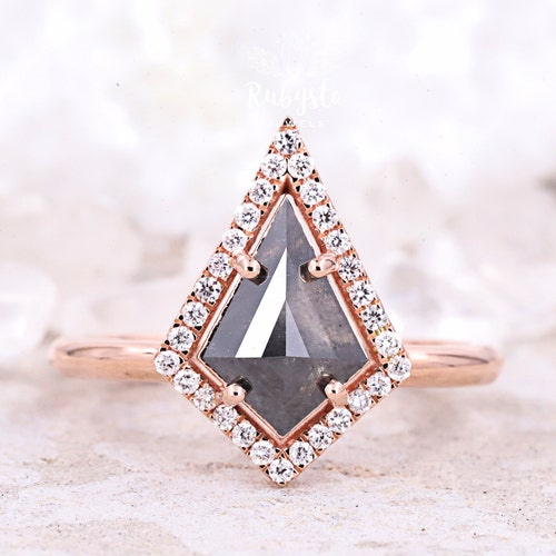 Salt And Pepper Kite Diamond Ring