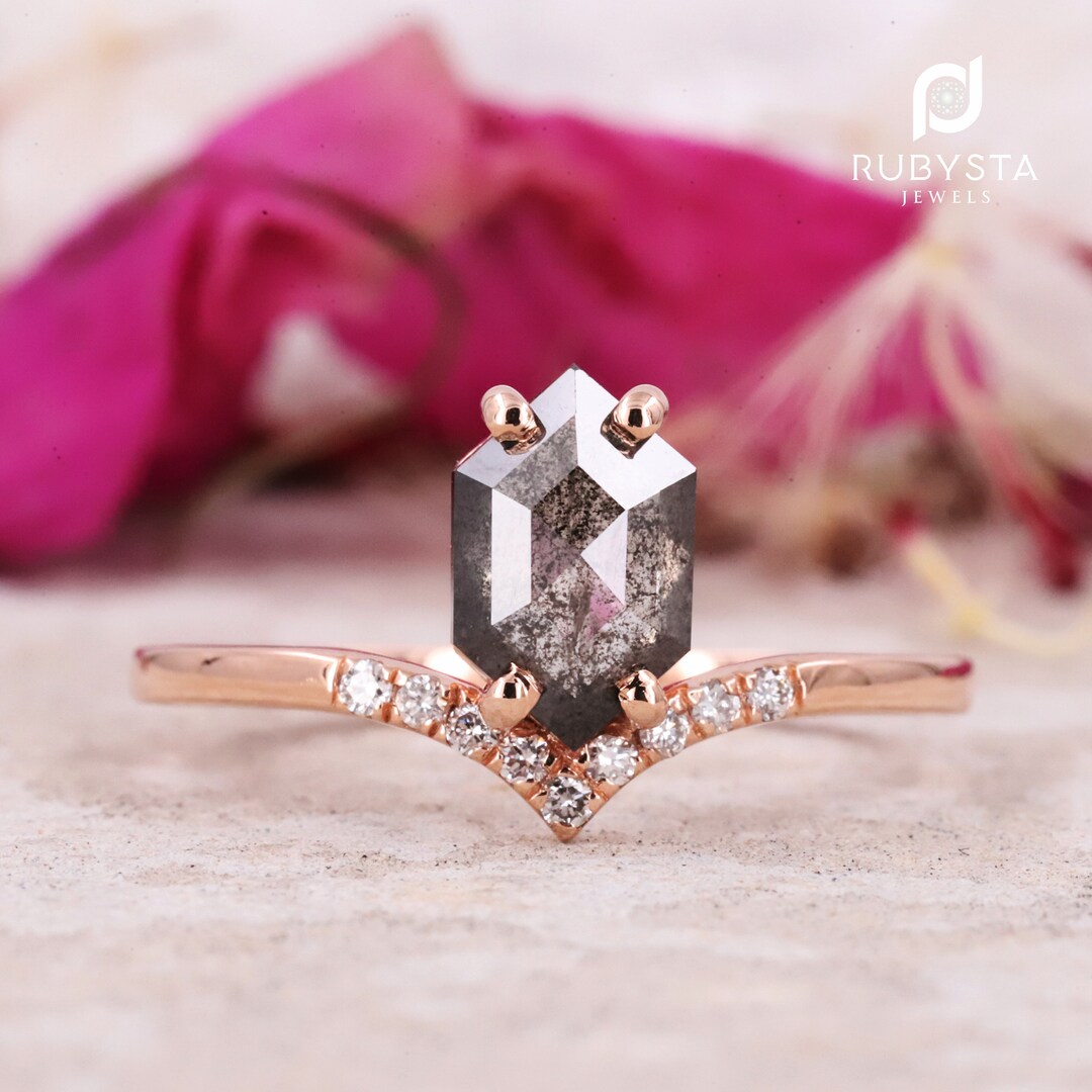 Hexagonal Shaped Diamond Ring Handcrafted Diamond Ring - Etsy