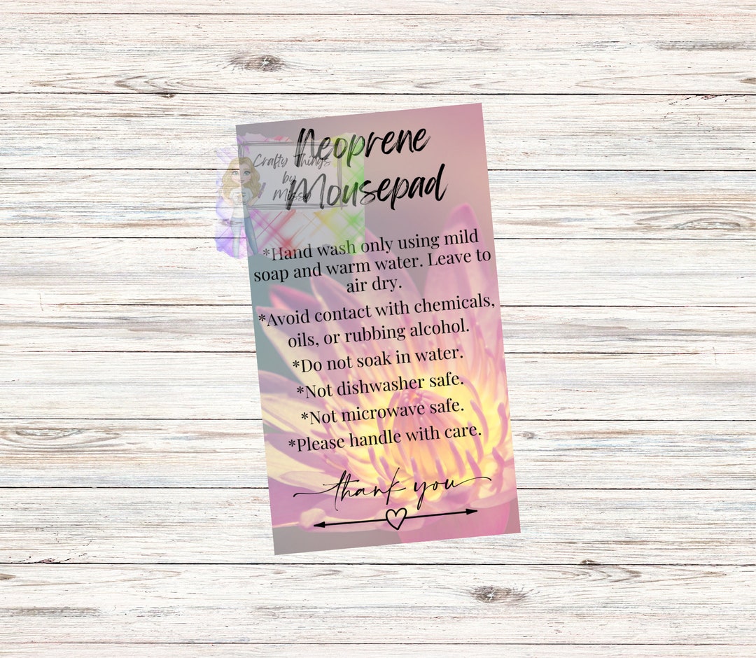 Printable Sublimation Mouse Pad Care Instruction Cards, Mouse Pad ...