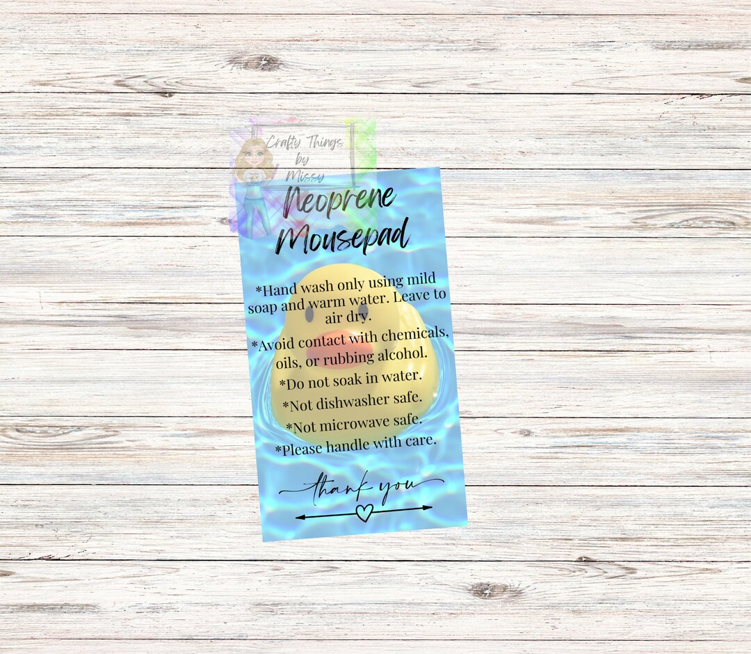 Printable Sublimation Mouse Pad Care Instruction Cards, Mouse Pad ...