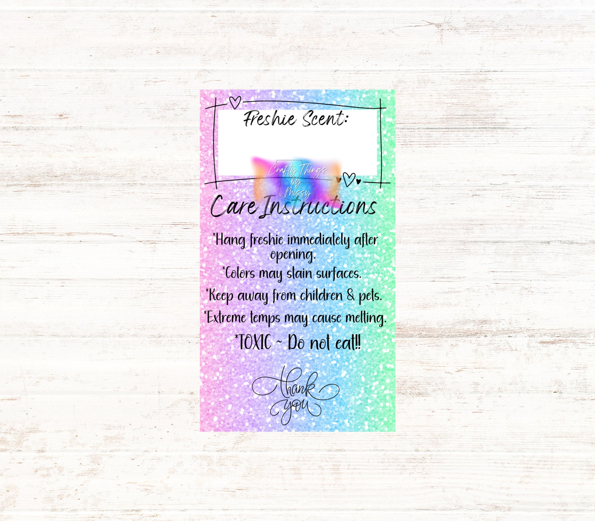 Freshie Care Instructions INSTANT DOWNLOAD |printable Freshie Care Card ...