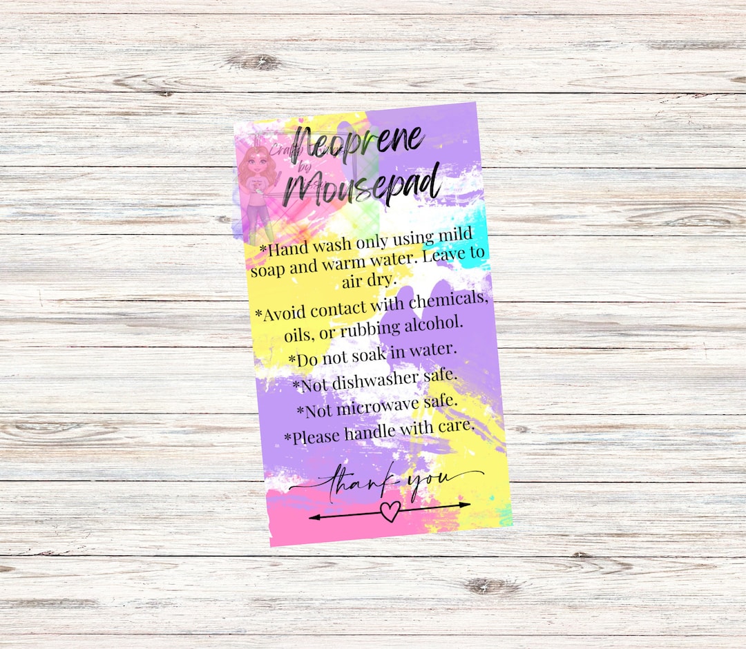 Printable Sublimation Mouse Pad Care Instruction Cards, Mouse Pad ...