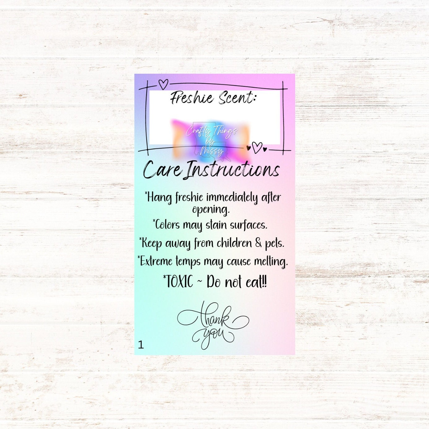 Freshie Care Instructions INSTANT DOWNLOAD printable Freshie Care Card ...