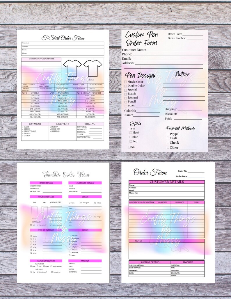 Tumbler Order For, T-shirt Order Form, Pen Order Form, General Order ...