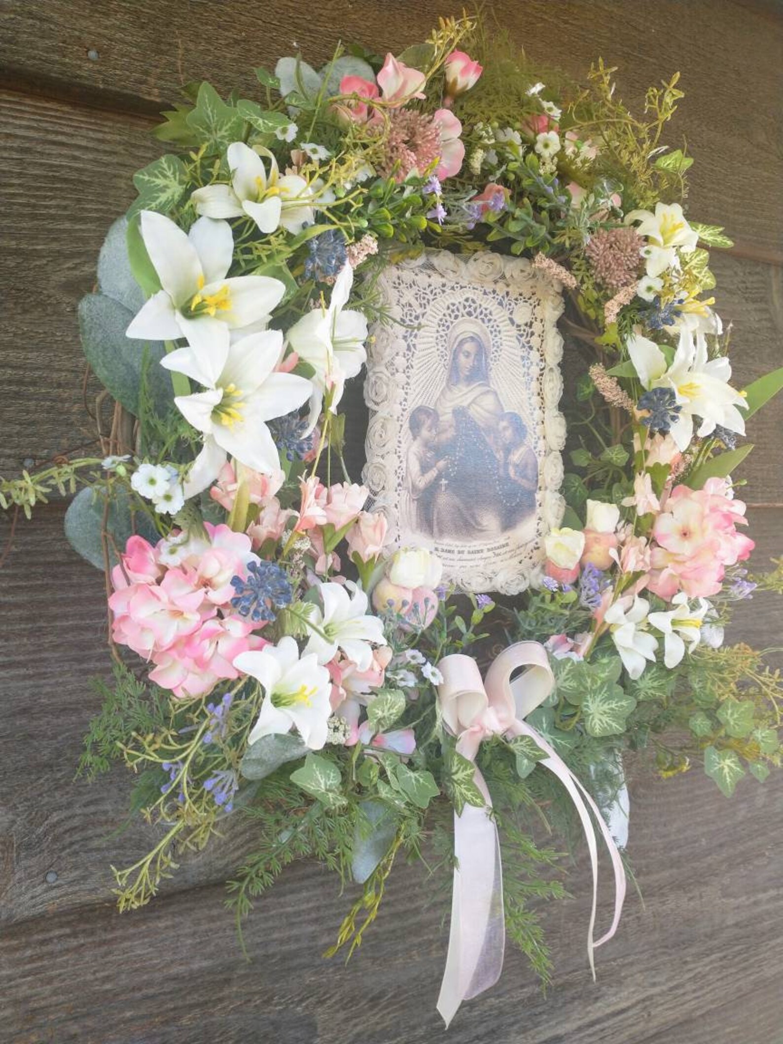 Catholic Wreath Our Lady of the Rosary Vintage Lace Wreath - Etsy