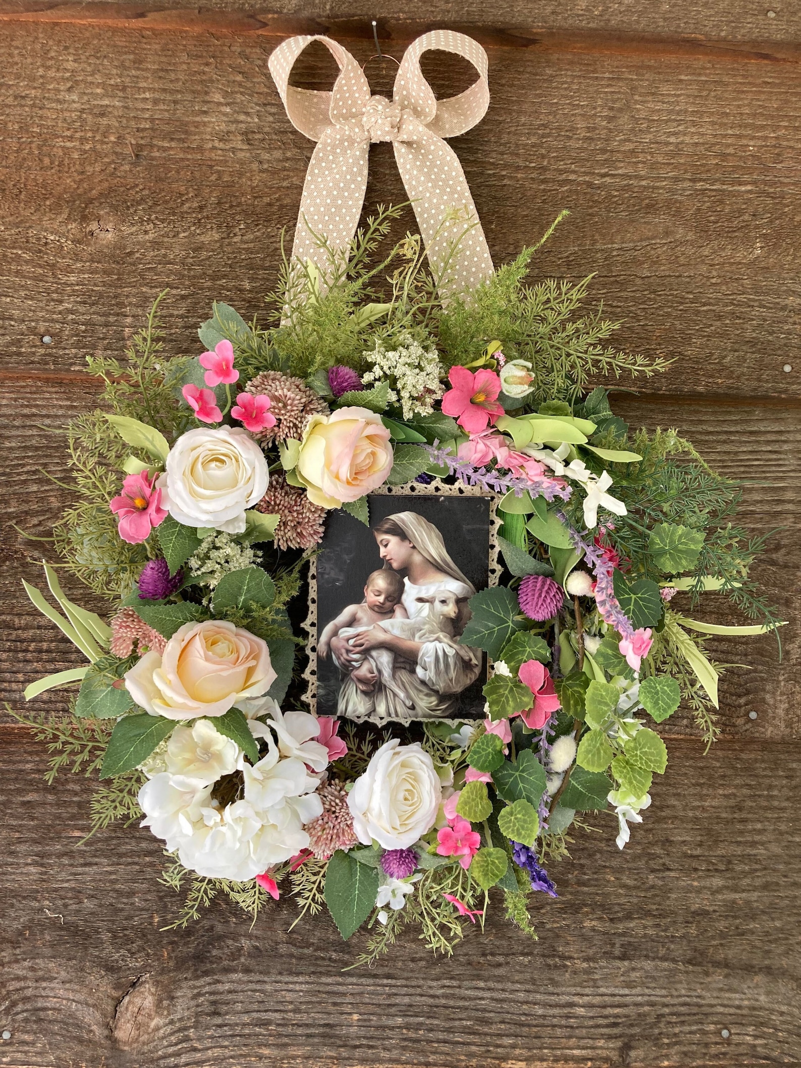 Our Lady Floral Wreath, Catholic Mother's Day Decor - Etsy