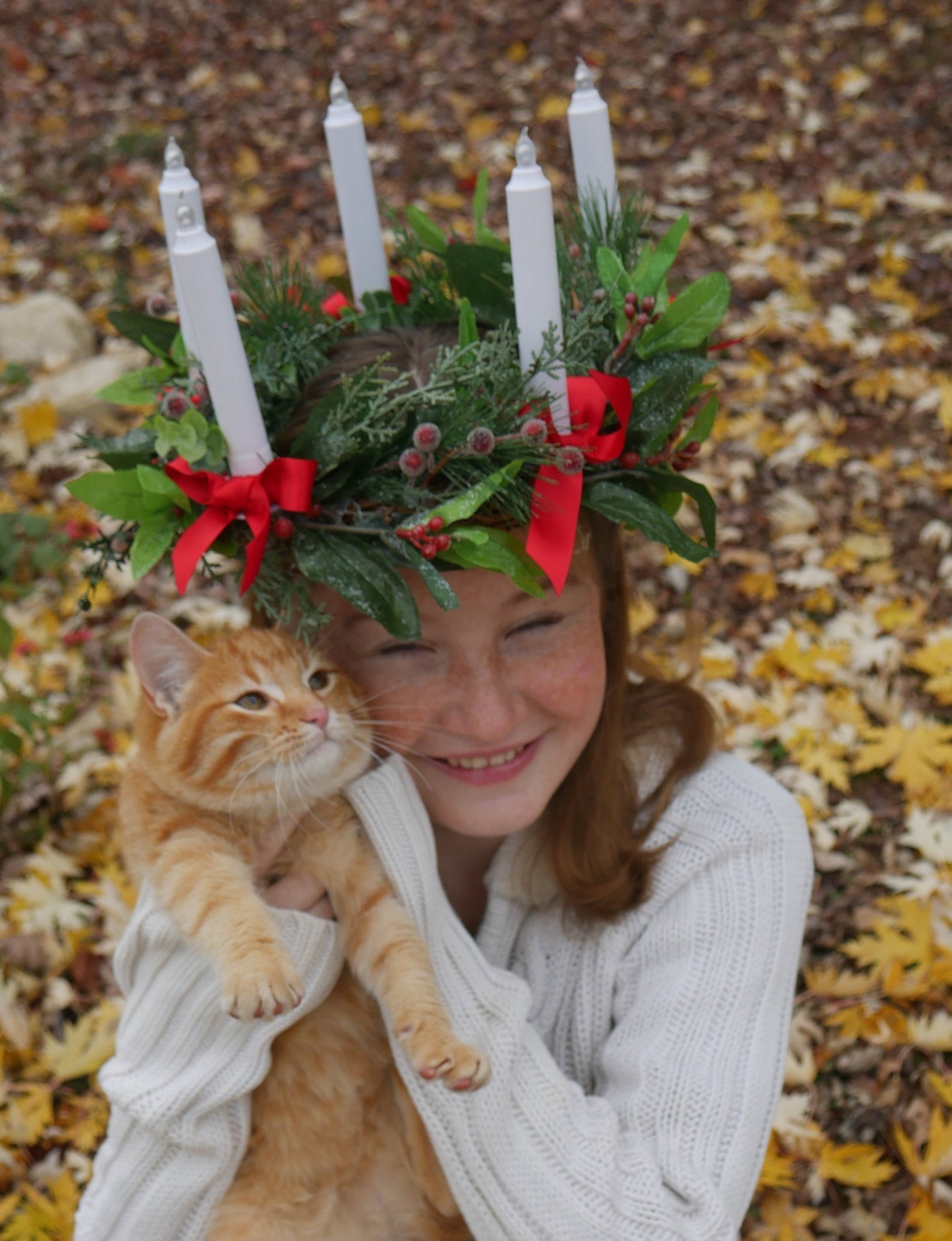 St. Lucy/lucia Christmas Crown Wreath Headpiece With - Etsy