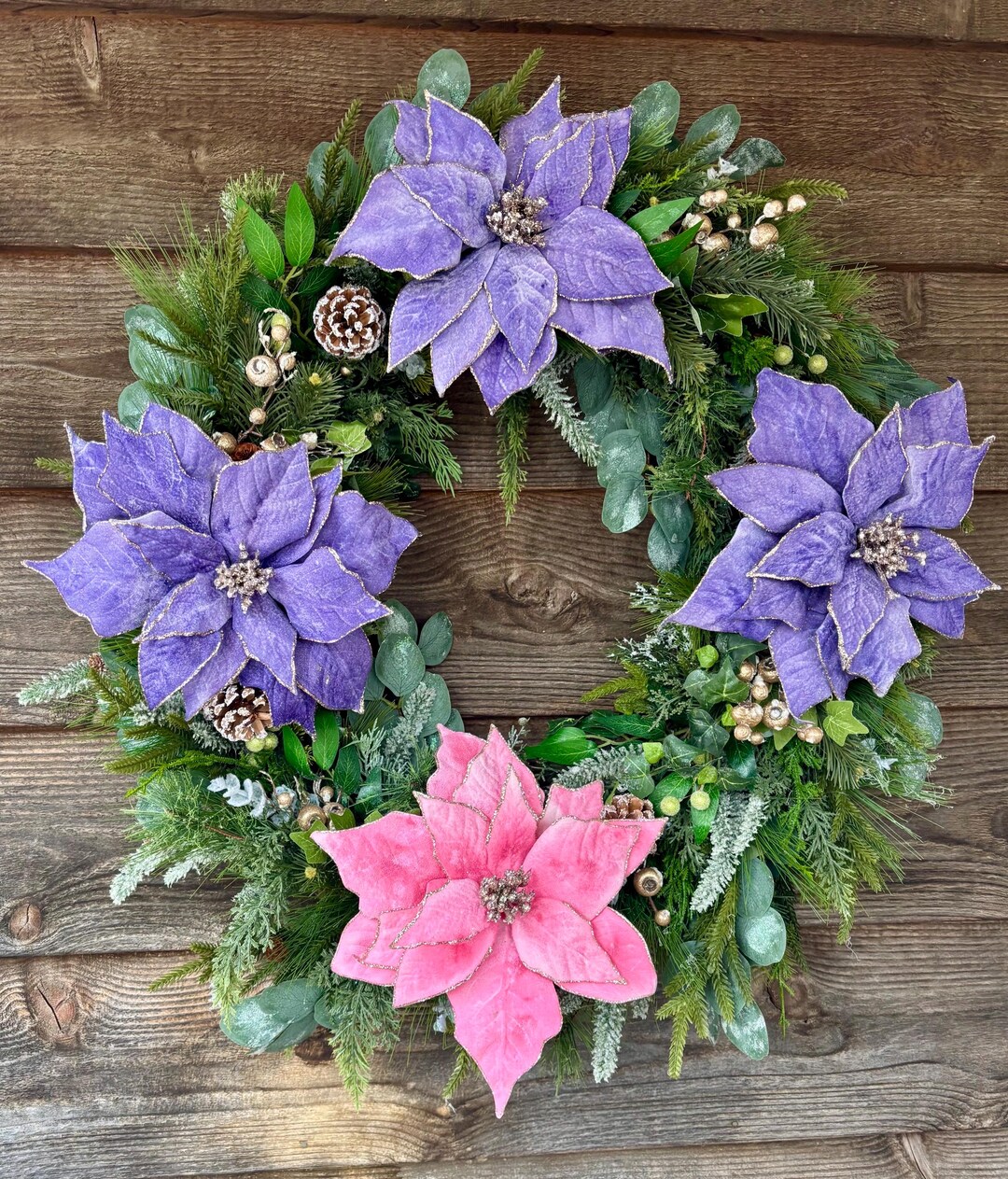 Extra Large Advent Wreath, Grapevine Poinsettias, Rustic Christmas ...