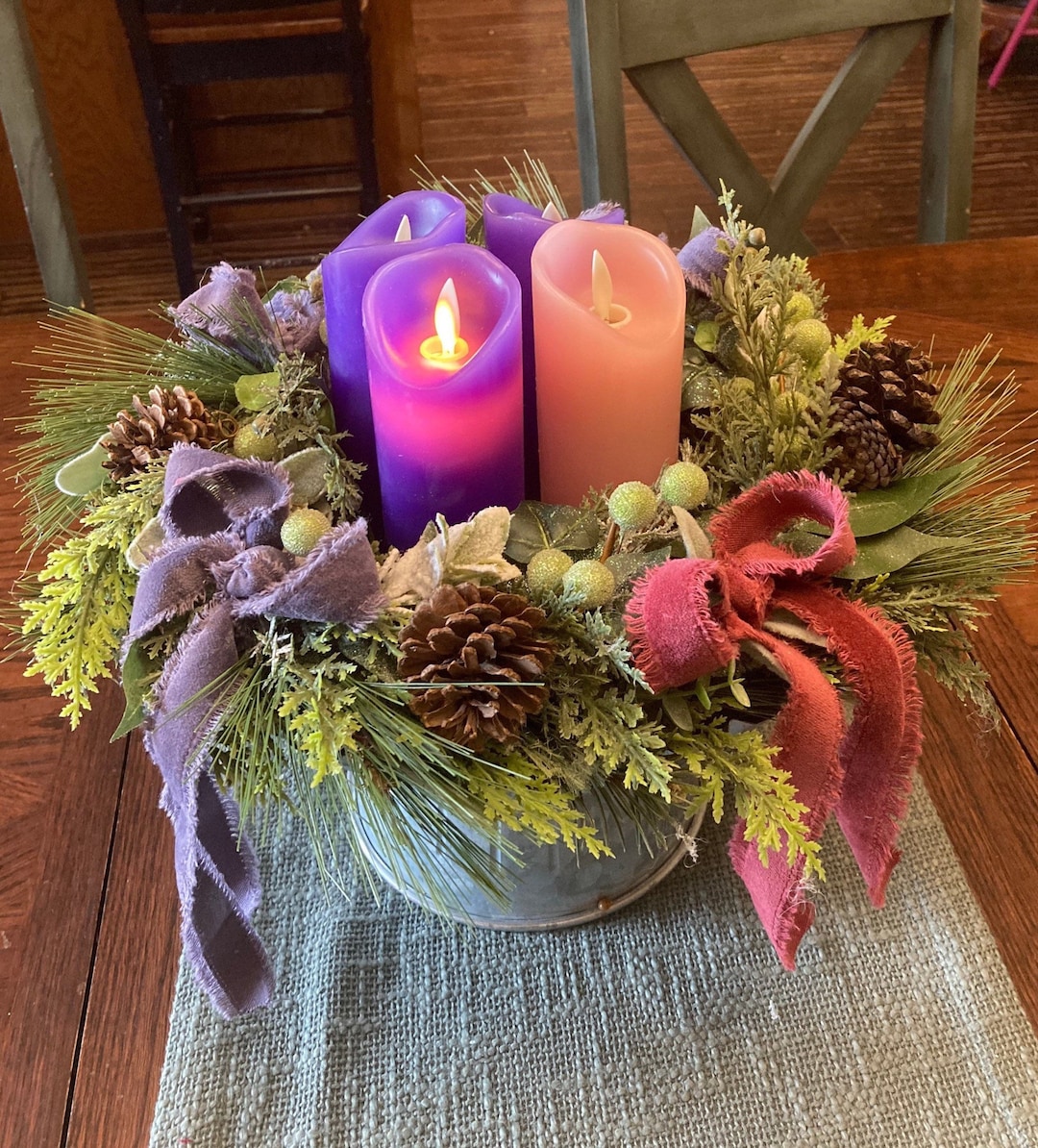 Advent Wreath Christmas Wreath Catholic Evergreen Table - Etsy