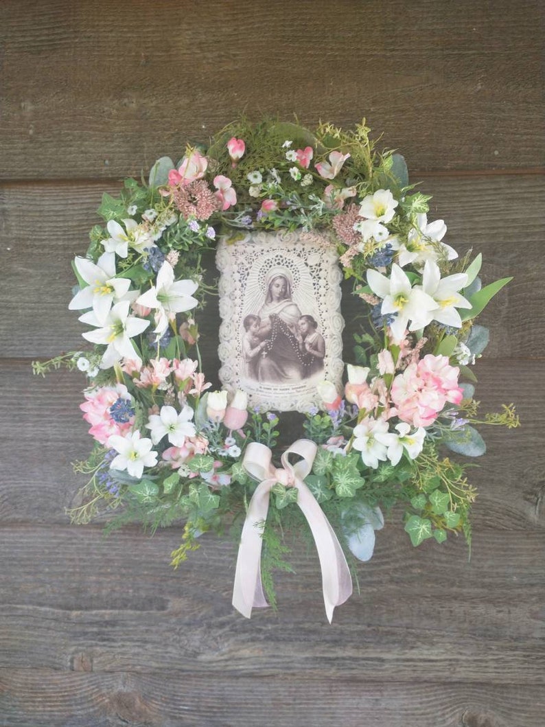 Catholic Wreath Our Lady of the Rosary Vintage Lace Wreath - Etsy