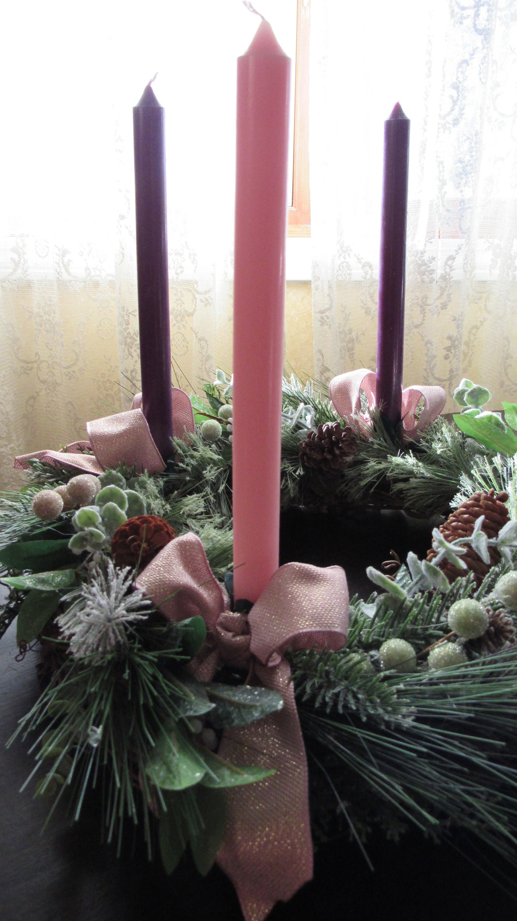 Advent Wreath Catholic Christmas Evergreen Table Top - Etsy