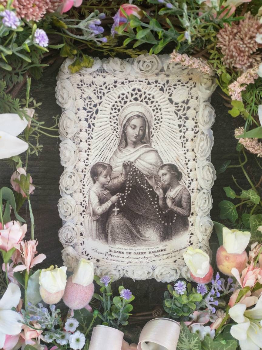 Catholic Wreath Our Lady of the Rosary Vintage Lace Wreath | Etsy