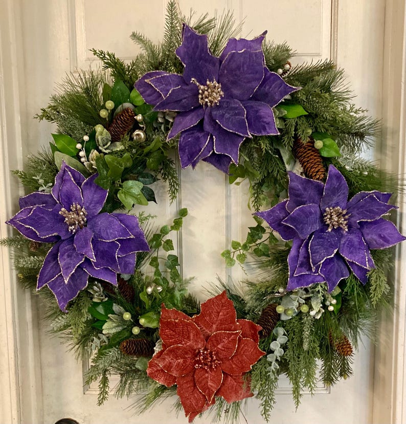 Extra Large Advent Wreath, Grapevine Poinsettias, Rustic Christmas ...