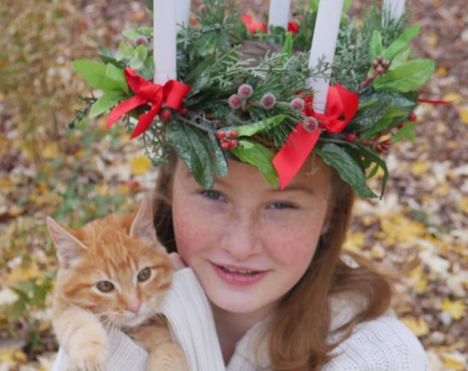 St. Lucia Costume for Girls Includes Dress/tunic, Red Sash, and Candle ...