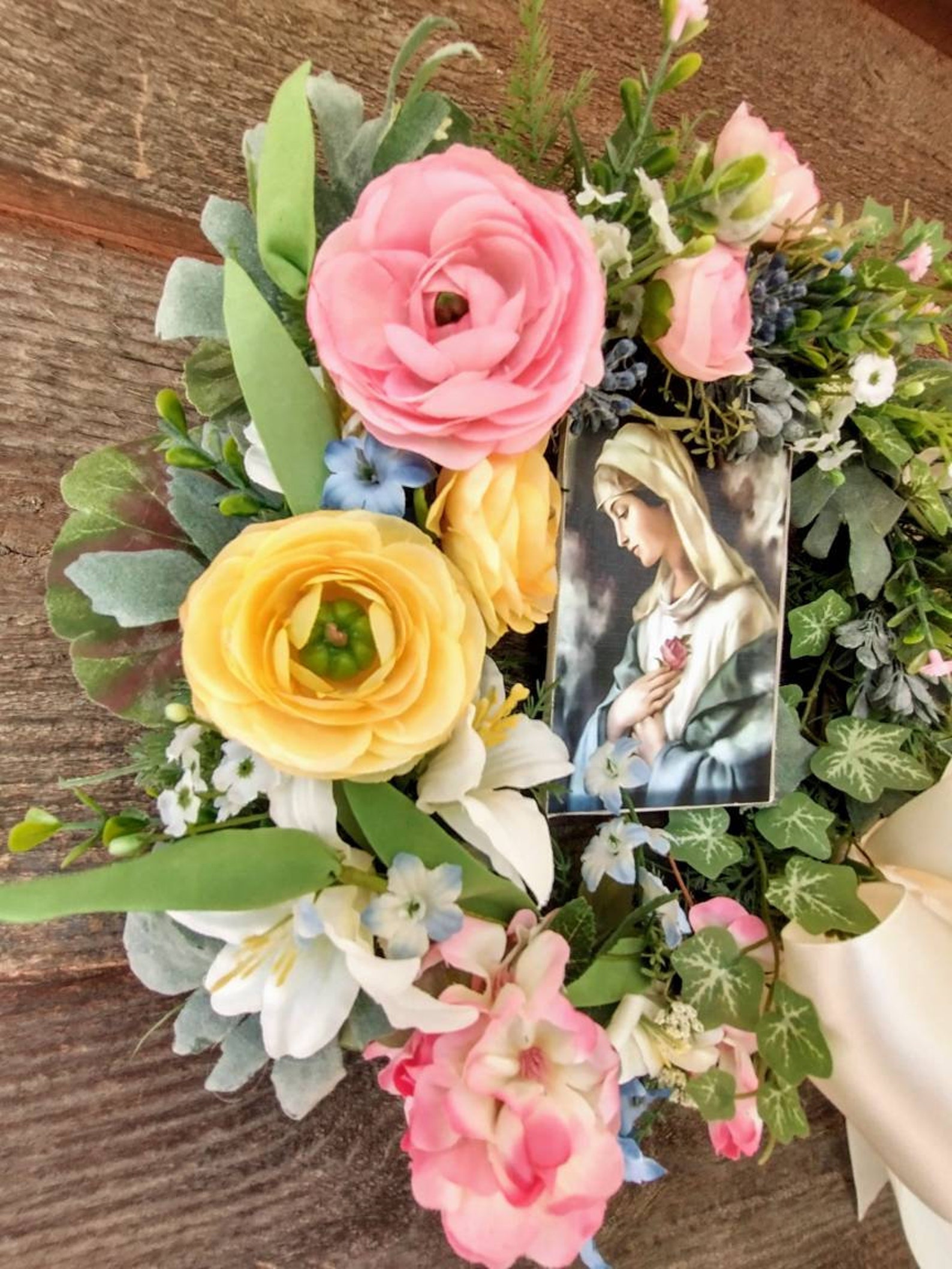Mother's Day wreath Catholic wreath Mary Blessed | Etsy