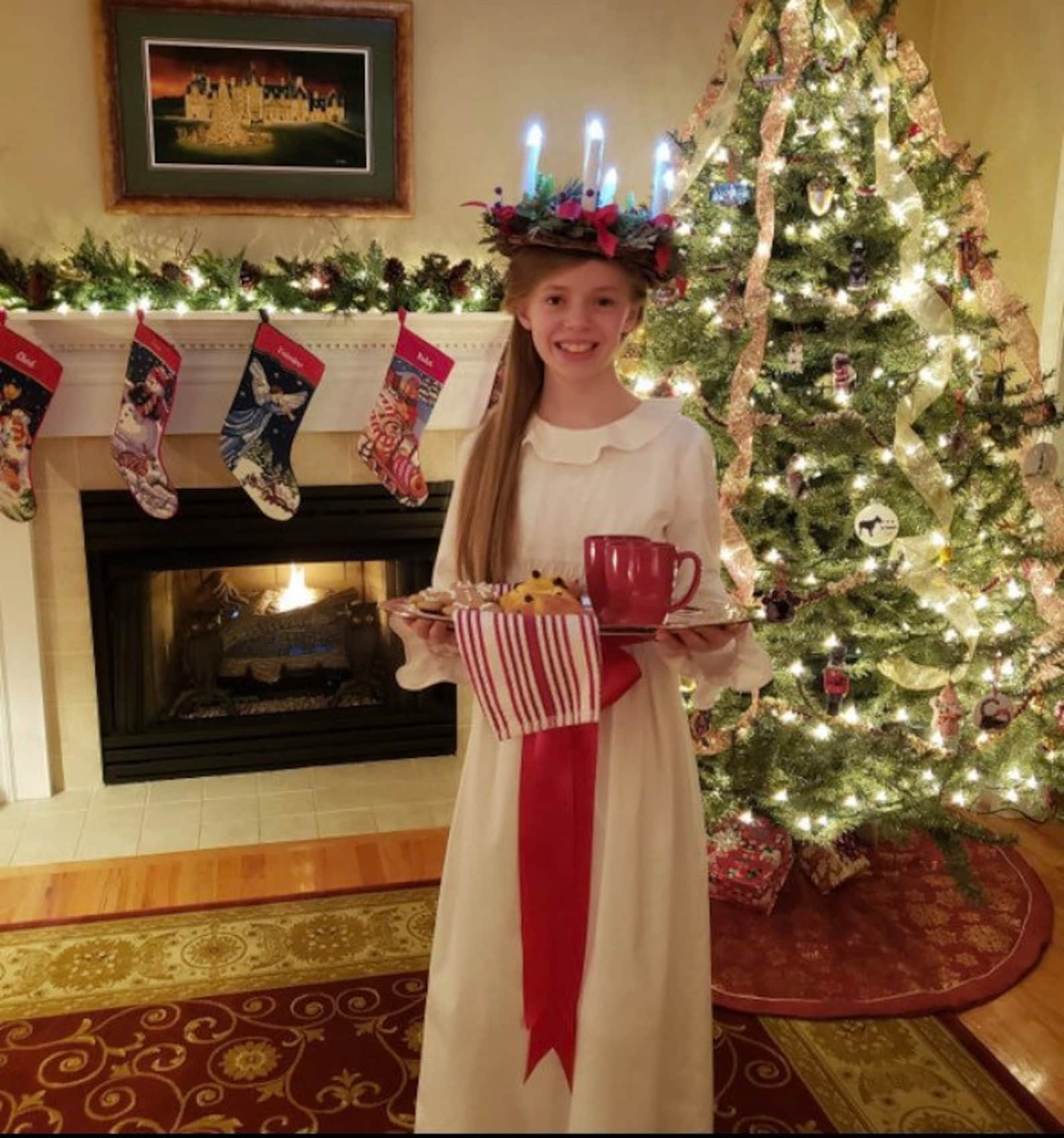 St. Lucy/lucia Christmas Crown Wreath Headpiece With - Etsy