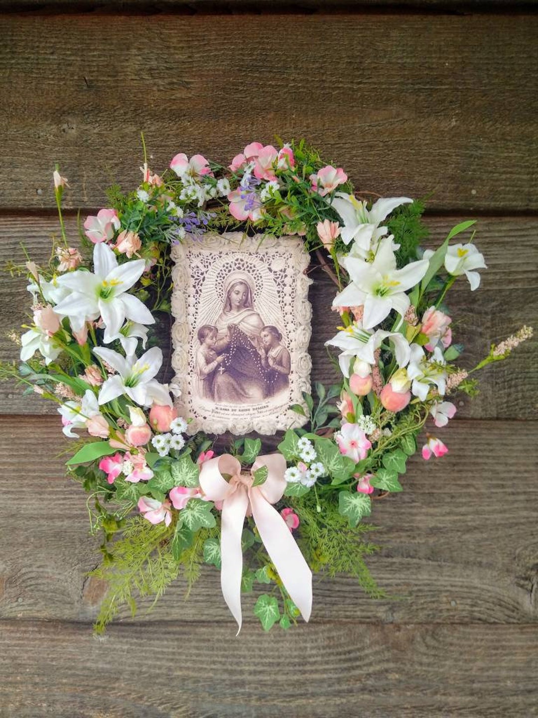 Catholic Wreath Our Lady of the Rosary Vintage Lace Wreath - Etsy