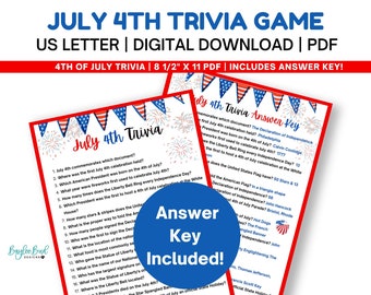 4th of July Trivia Game, Independence Day Trivia, Fourth of July Trivia ...