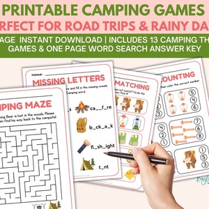Camping Games, Camping Activity Bundle, Road Trip Games, Camping Maze ...