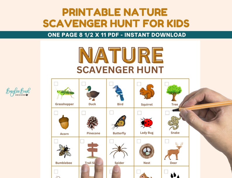 Nature Scavenger Hunt, Nature Scavenger Hunt for Kids, Outdoor ...