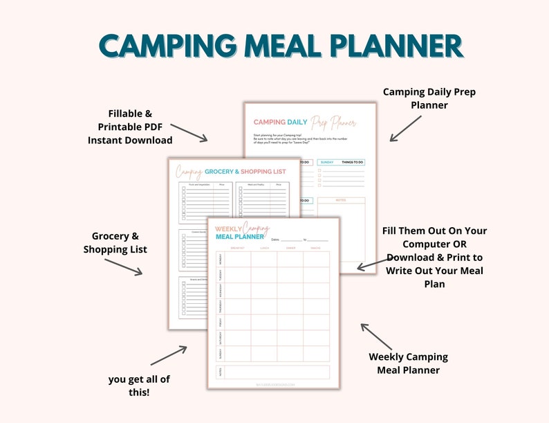 Fillable Camping Meal Planner, Fillable RV Meal Plan, Printable Meal ...